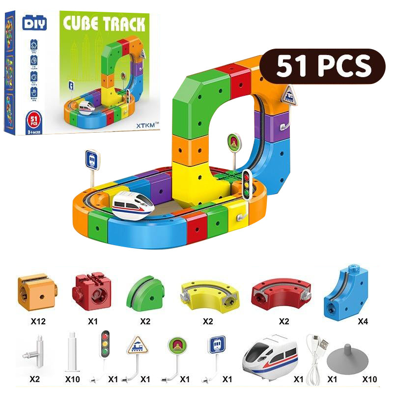 Sakerplus® 3D STEM Electric Train Set for Kids｜Dynamic Click Rail Track ...