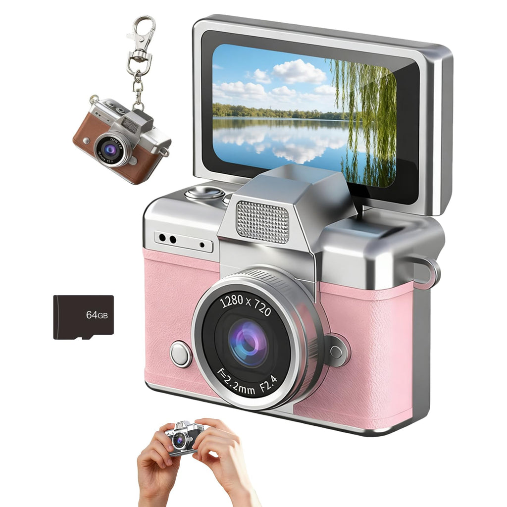 Sakerplus® Mini Flip Screen Retro Camera Keychain Digital Camera 1080P ...
